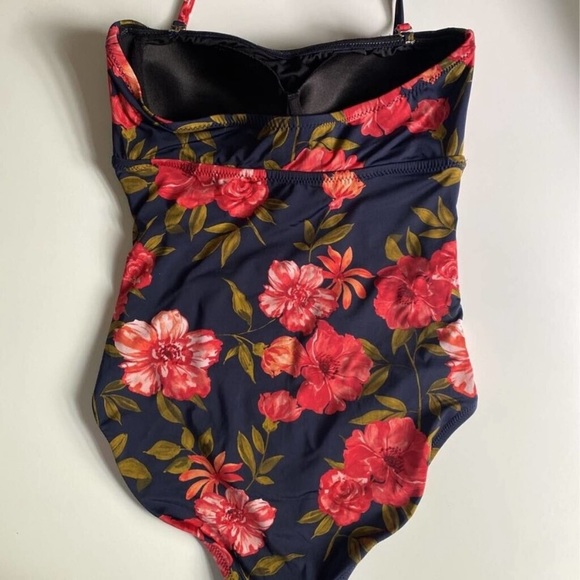 Garnet Hill Swim Sold Garnet Hill Floral Ruched Bandeau Onepiece